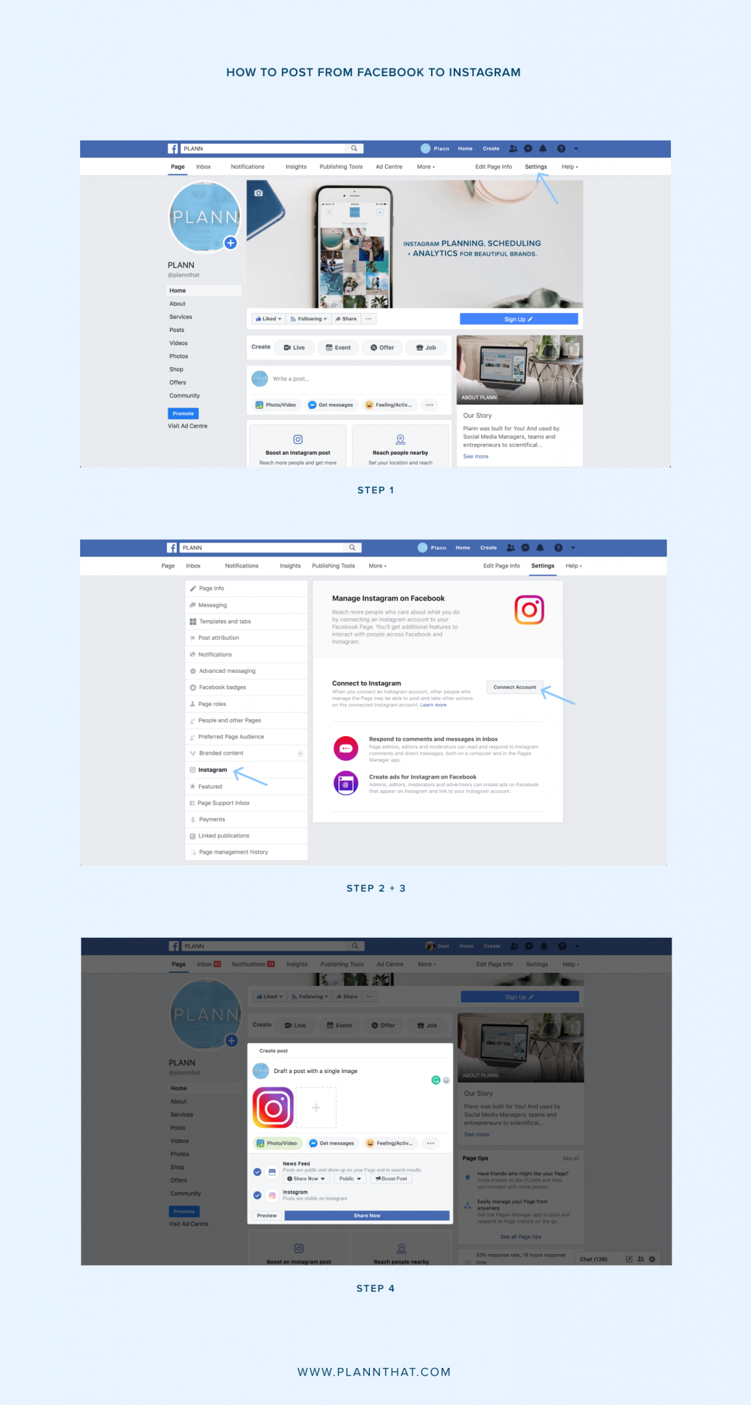 How To Link Instagram To Facebook Cross Posting Made Easy Plann By Linktree