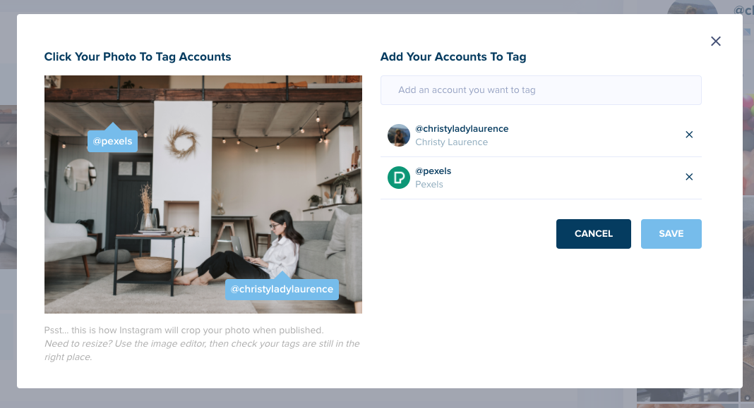 Tag people in your post with our new update: Available in the Plann app