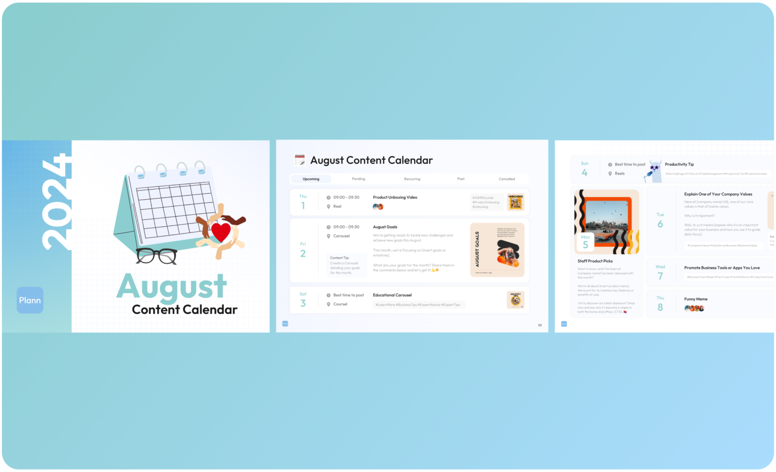 Your August 2024 Social Media Planner – Plann by Linktree
